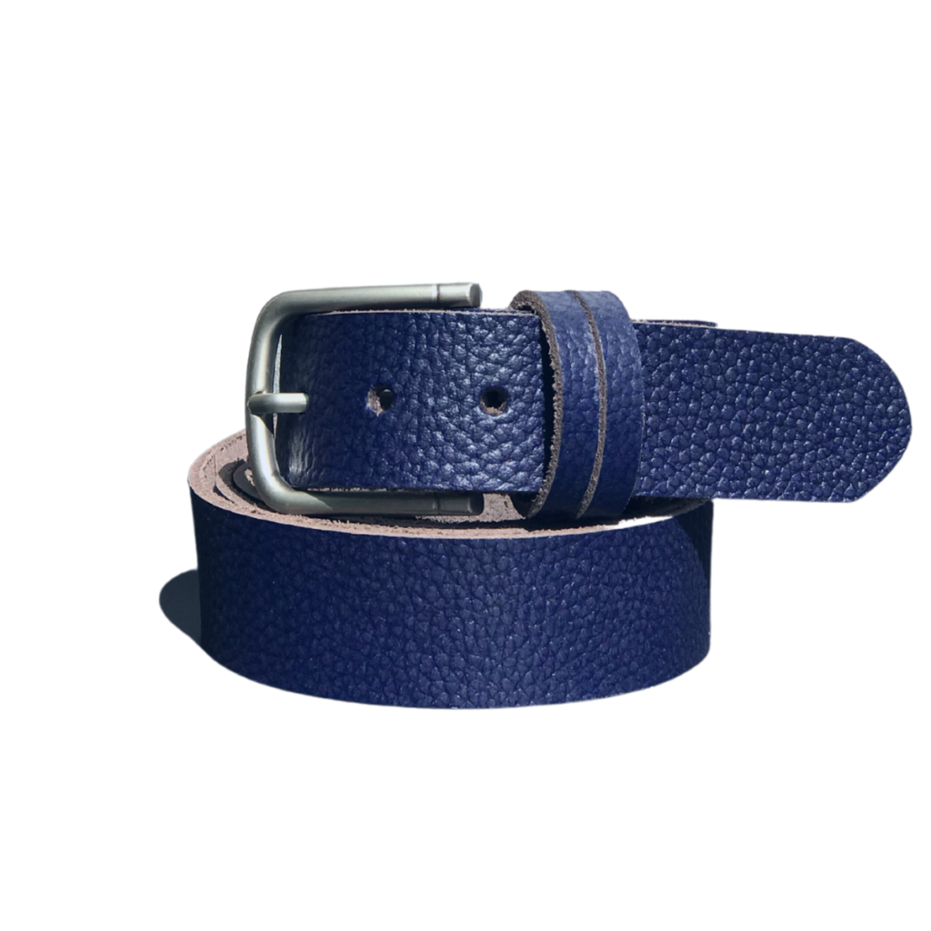 Blue Leather Belt - narrow and slim – Mender Leather Factory