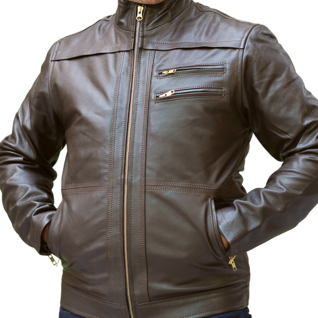 Dark Brown Leather Jacket - 2FZR Dark Brown - Mender Leather Factory