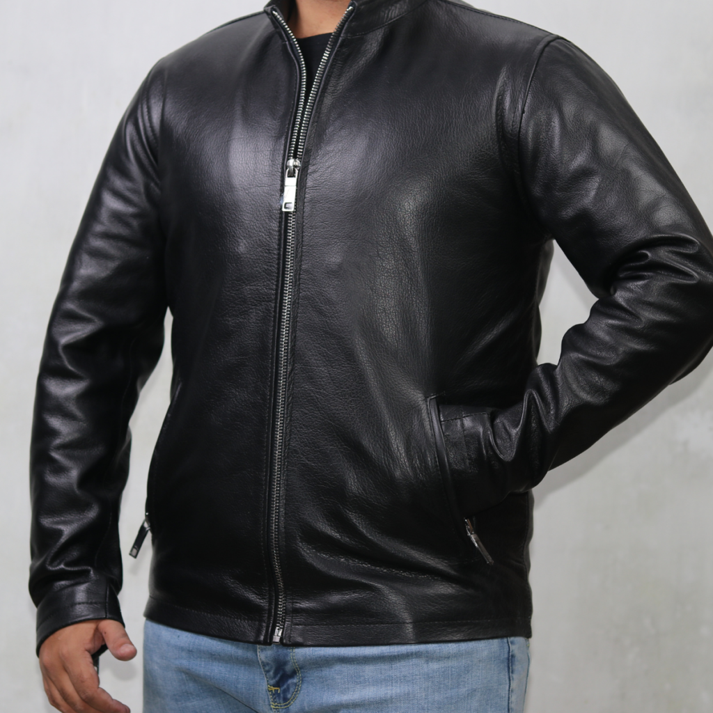 Black Leather Jacket - Plain - GCI-BLK - Mender Leather Factory