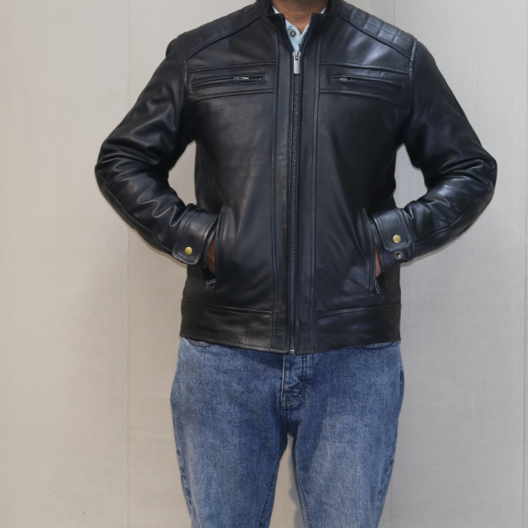 GR - Jet Black Soft Lamb Skin Jacket - Mender Leather Factory