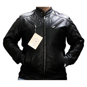 Eagle Black Leather Jacket in Sheep Leather - Mender Leather Factory