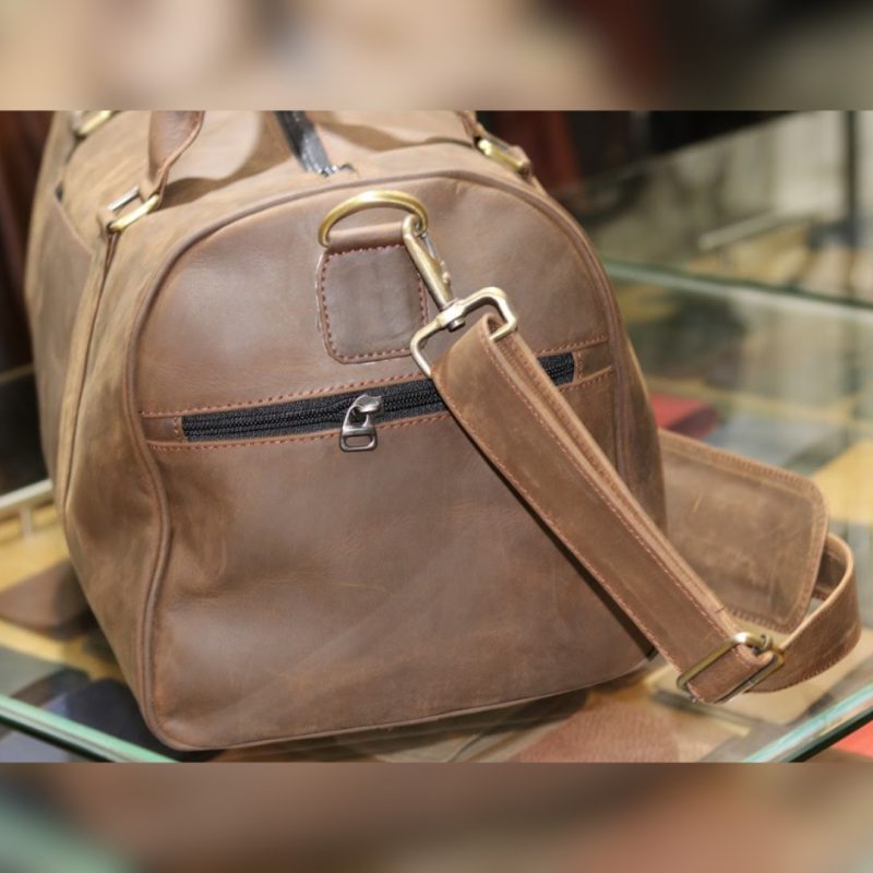 Vintage Brown Crazy Horse Leather Duffle Bag - Mender Leather Factory